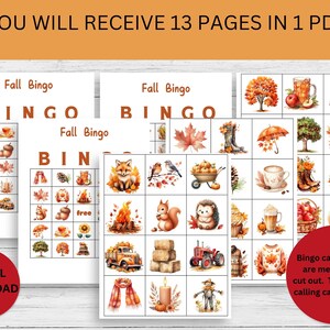 Fall Bingo Game, Fall Activity, Activity for Adults & Kids, Harvest ...