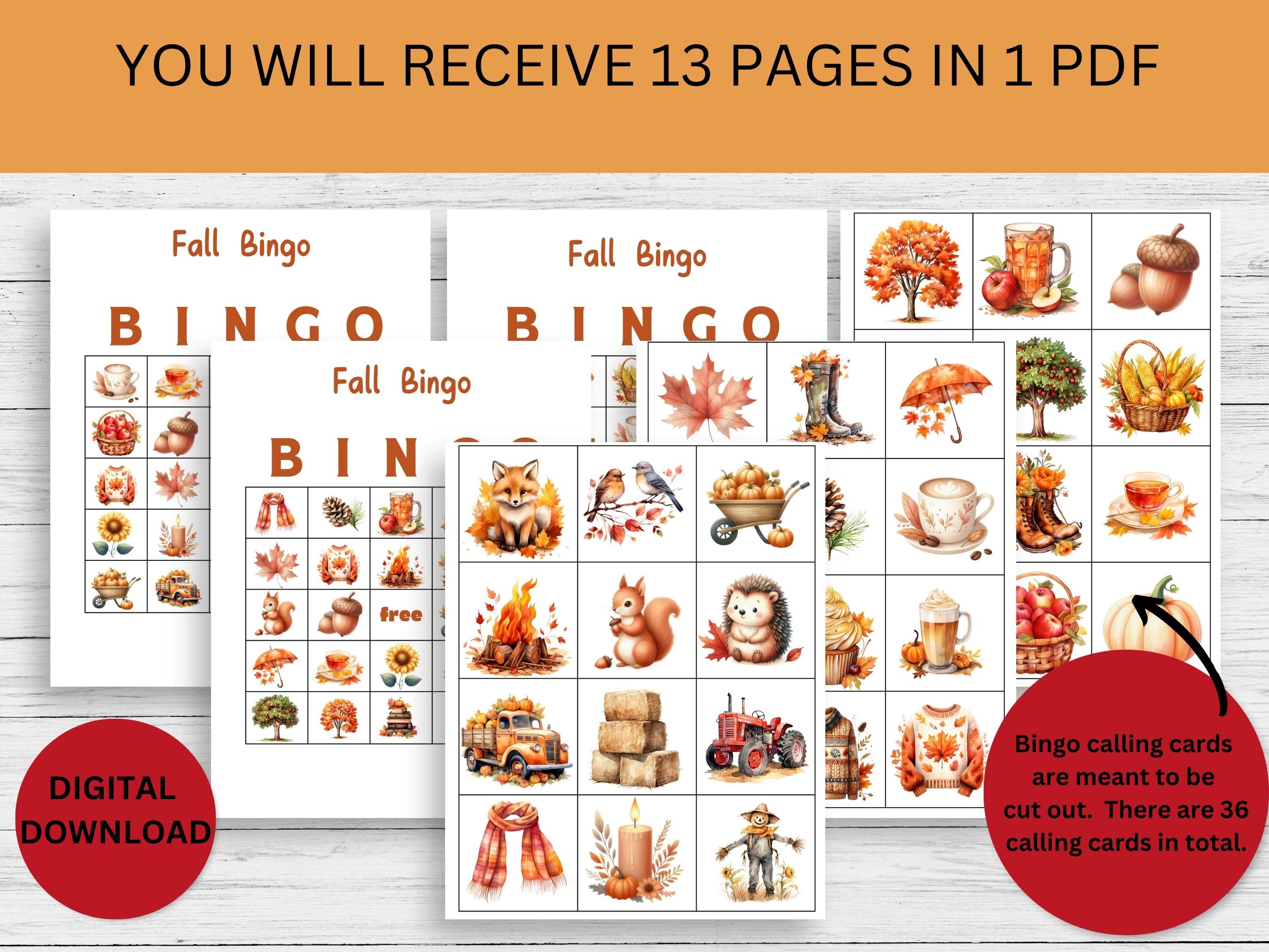 Fall Bingo Game, Fall Activity, Activity for Adults & Kids, Harvest ...