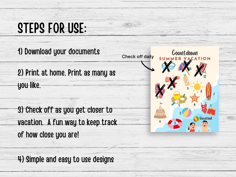 Summer Vacation Countdown, Printable Vacation Countdown, Kid's Summer ...