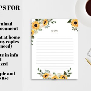 2024 Dated Calendar Pages, Sunflower Themed 2024 Calendar Pages ...