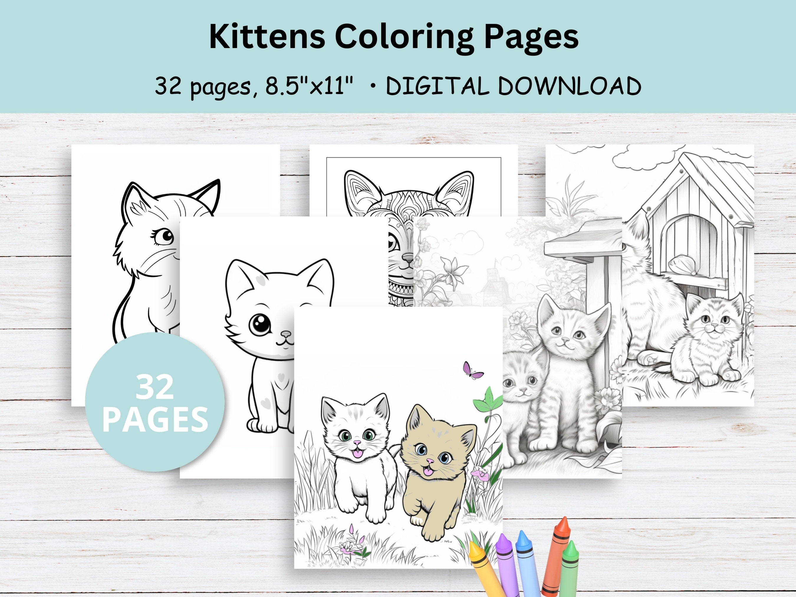 Kitten Coloring Pages, Cute Cat Coloring Pages, Printable Coloring ...