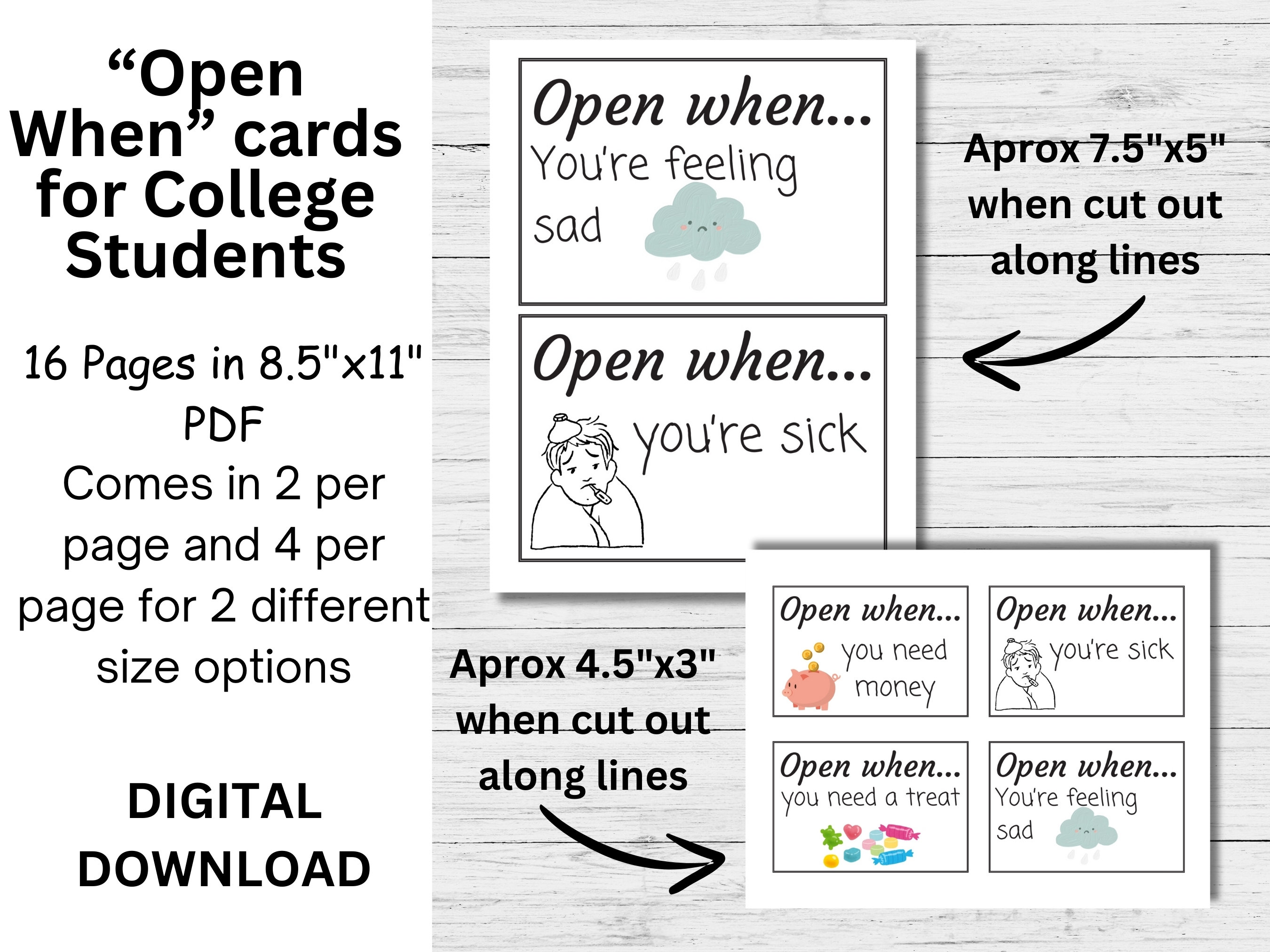 Open When Cards for College Students, College Care Package Cards ...