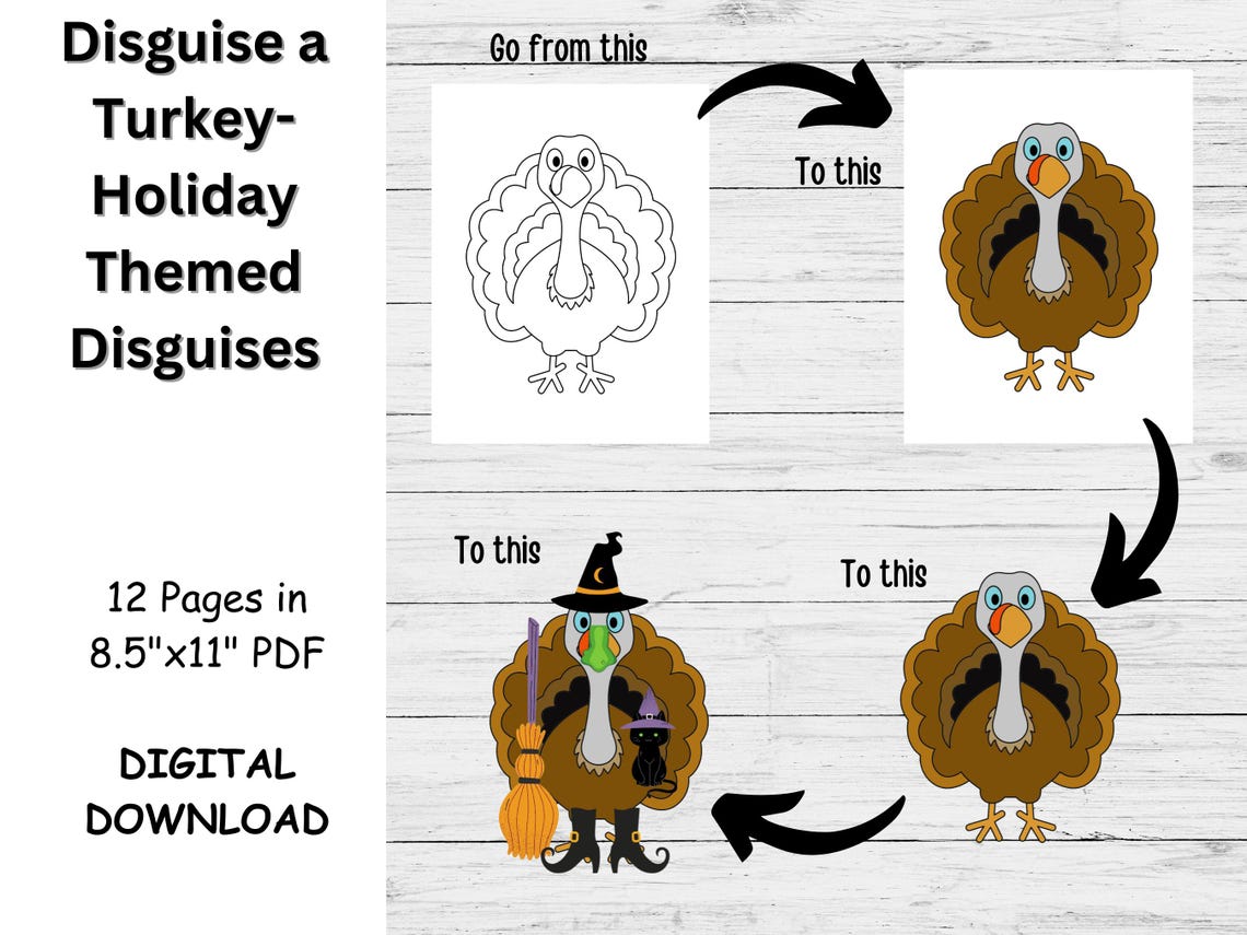 Disguise a Turkey, Turkey in Disguise Craft, Thanksgiving Printable ...