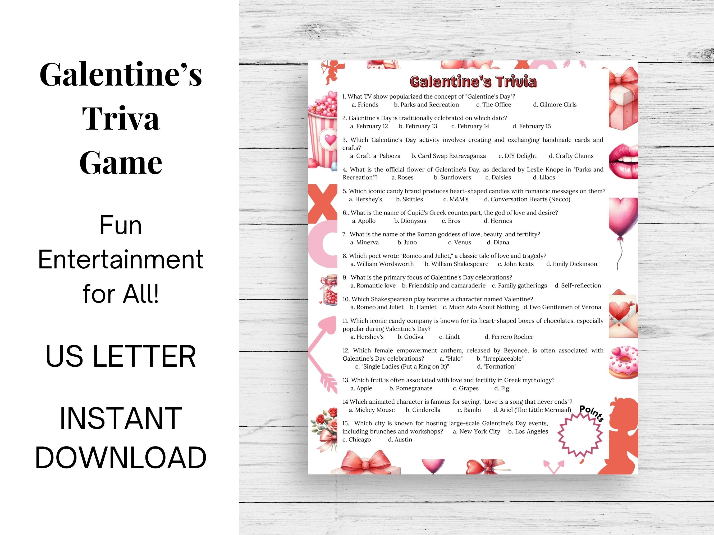 Galentine Trivia Game, Printable Game, Galentine Party Game, Galentine ...