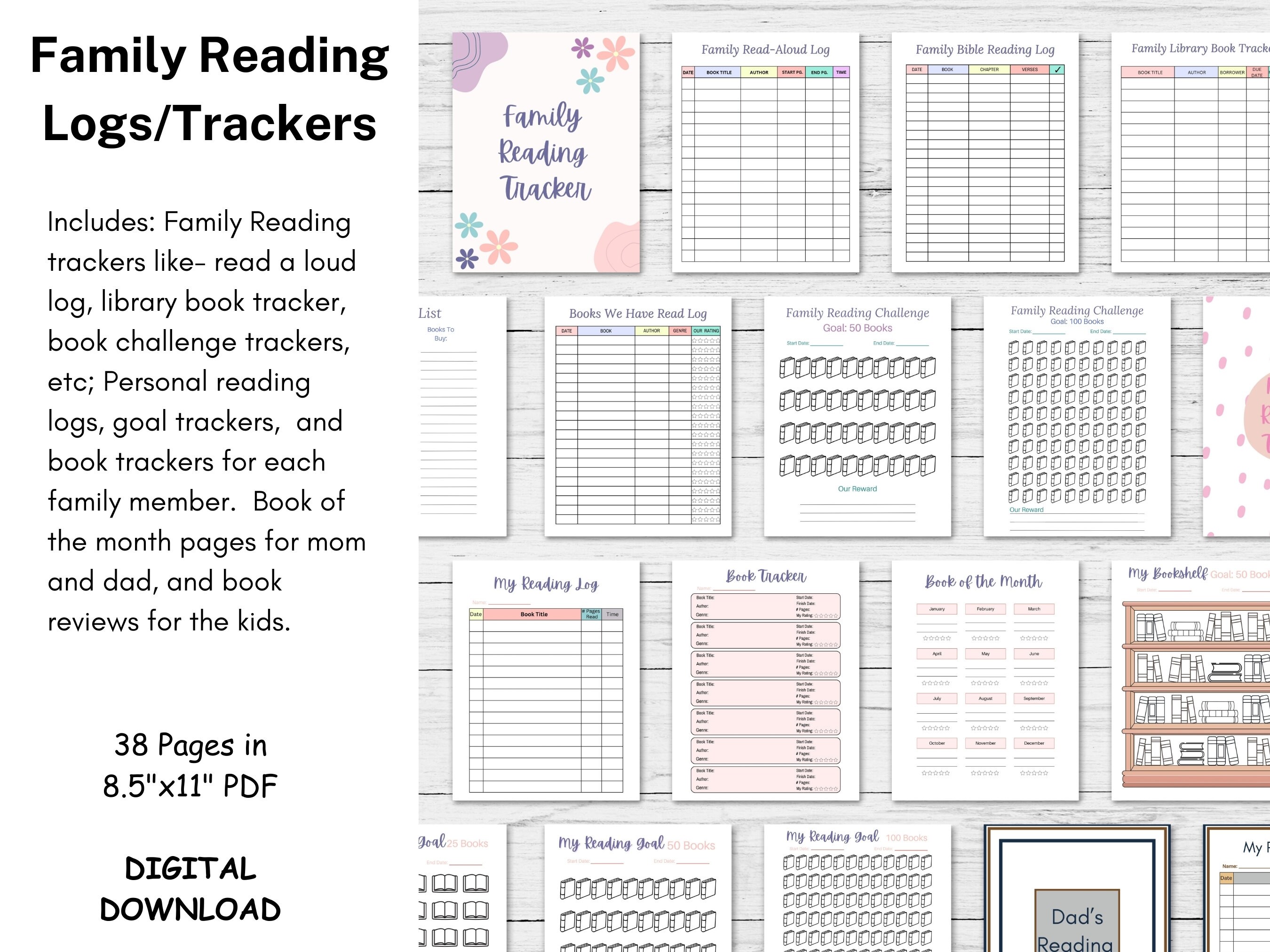 Family Reading Tracker, Family Reading Logs, Family Reading Challenge ...