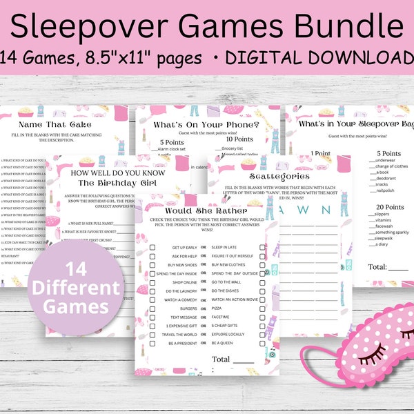 Sleepover Games - Etsy