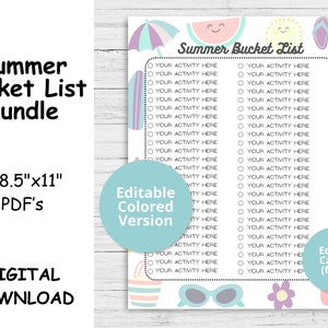 Summer Bucket List for Kids, Bucket List Printable, Summer Bucket List ...
