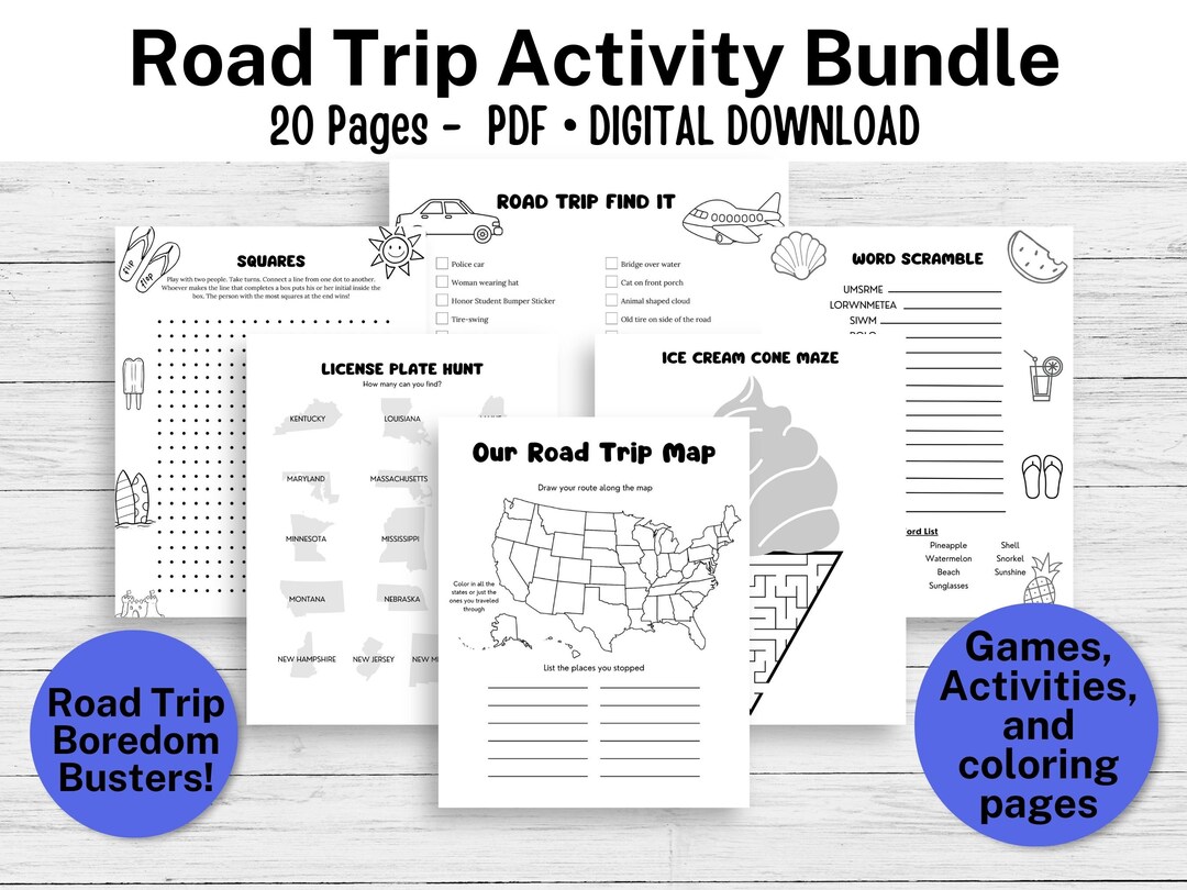 Road Trip Activity Bundle, Road Trip Boredom Buster, Road Trip Games ...