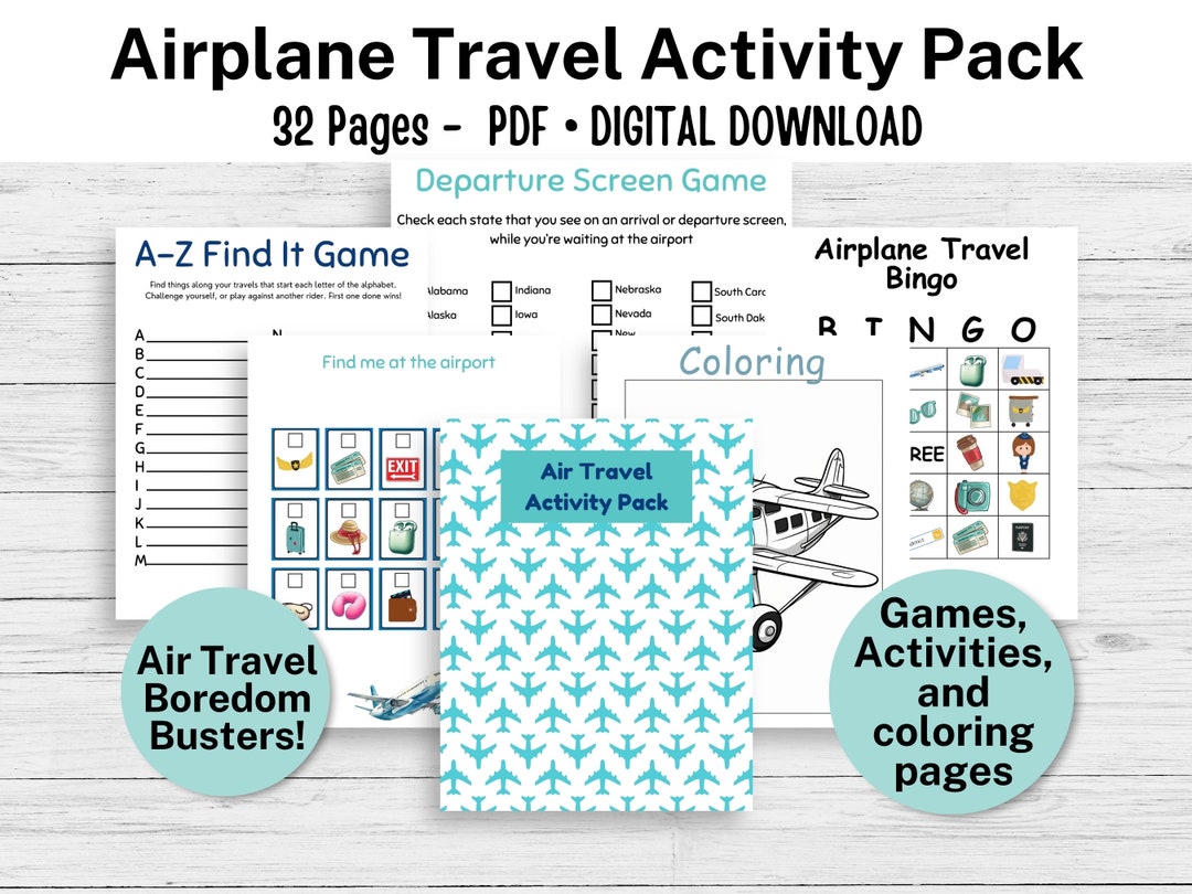 Airplane Travel Activity Pack, Air Travel Boredom Buster, Travel Games ...