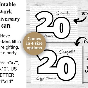 20th Work Anniversary Personalized Gift, 20th Workiversary Card ...