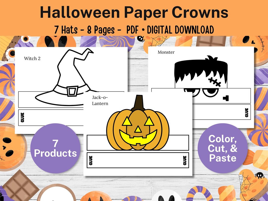 Halloween Crowns, Halloween Craft for Kids, Halloween Printable ...