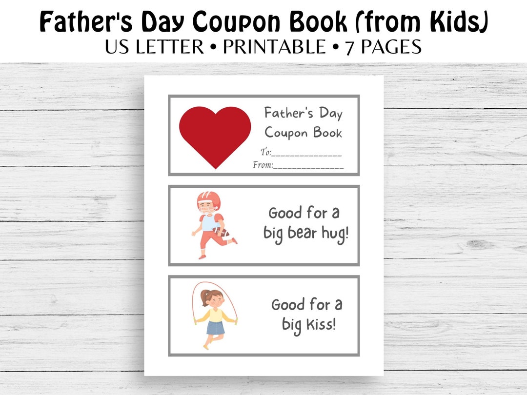 Father's Day Coupon Book From Kids School Age Craft Gift for Dad ...