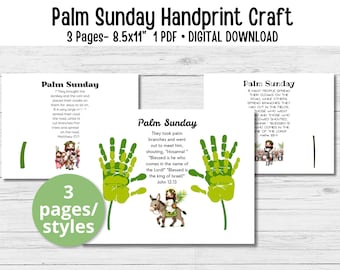 Palm Sunday Handprint Craft, Printable Easter Activity, Easter Story ...