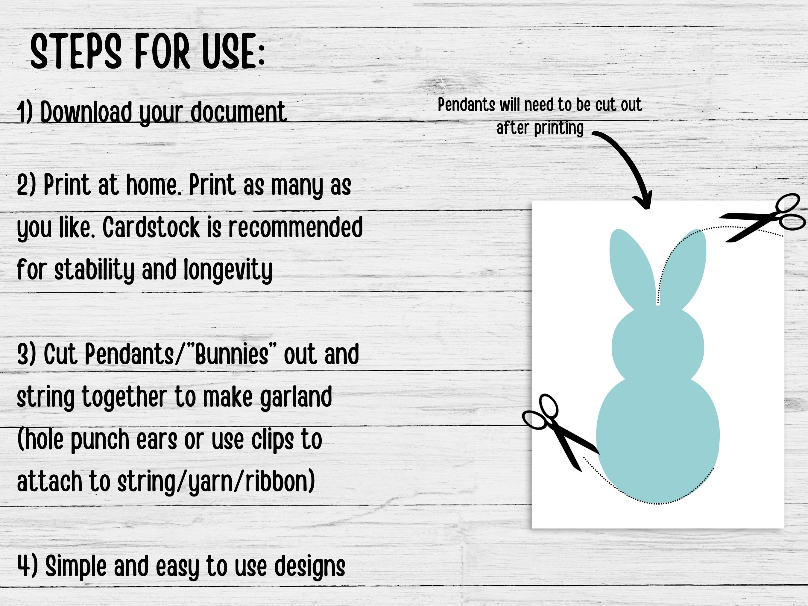 Bunny Garland Printable, Easter Decoration, Spring Holiday Decoration ...