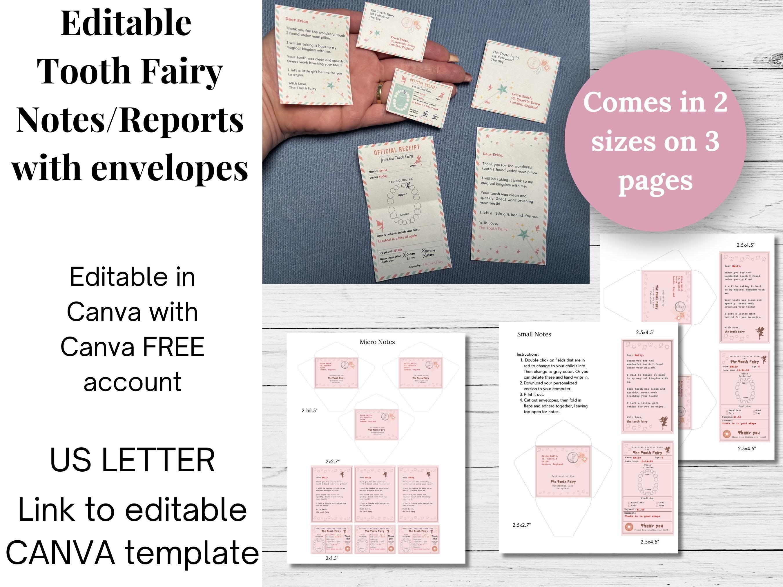 Editable Tooth Fairy Note, Tooth Fairy Report, Tooth Fairy Printable ...
