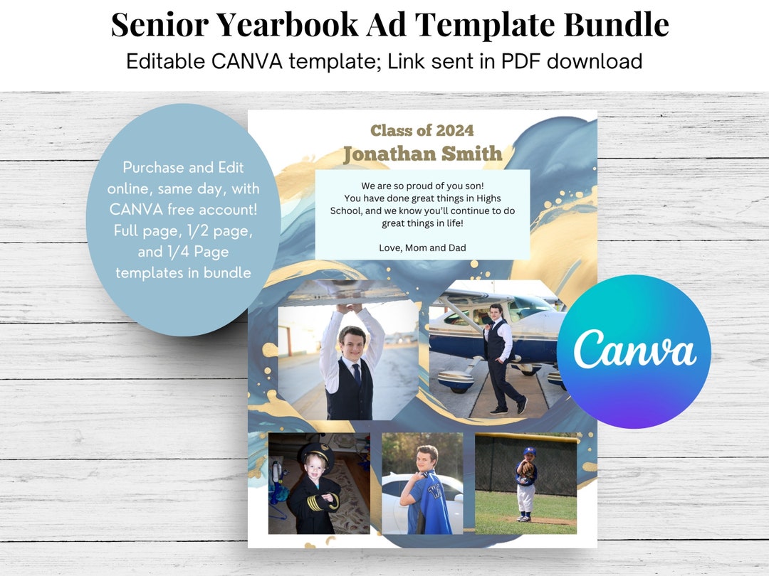 Senior Yearbook Ad Template Multiple Sizes, Full Page Yearbook Ad ...
