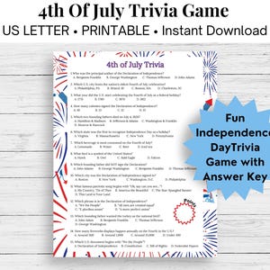 Independence Day Trivia Game, 4th of July Activity, 4th of July Trivia ...