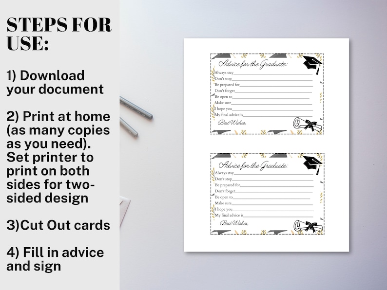 Graduation Advice Cards, Printable Party Gift, Graduation Party ...