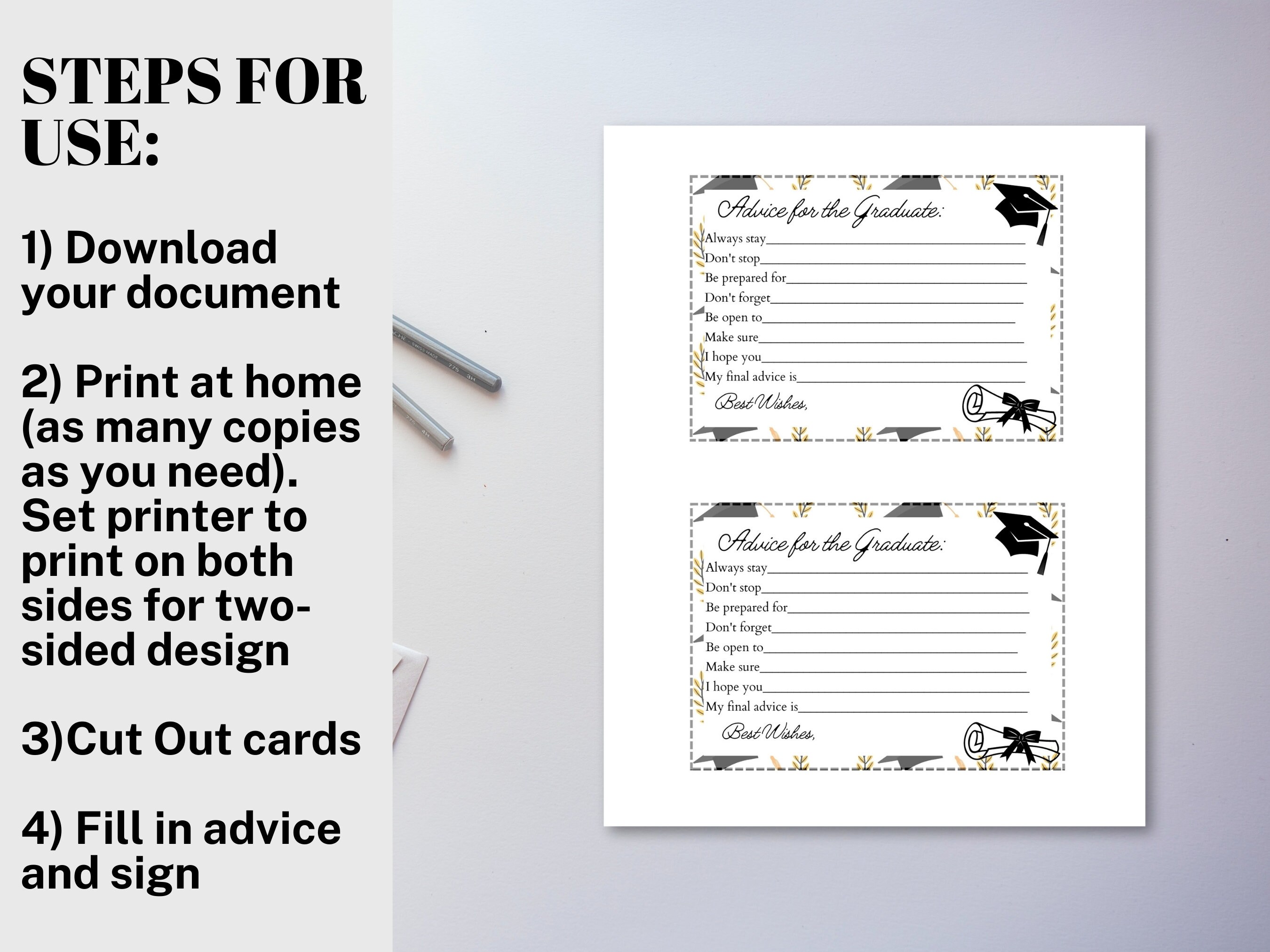 Graduation Advice Cards, Printable Party Gift, Graduation Party ...