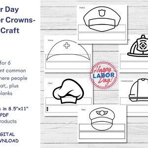 Labor Day Craft for Kids, Labor Day Printable Activity, Paper Crowns ...