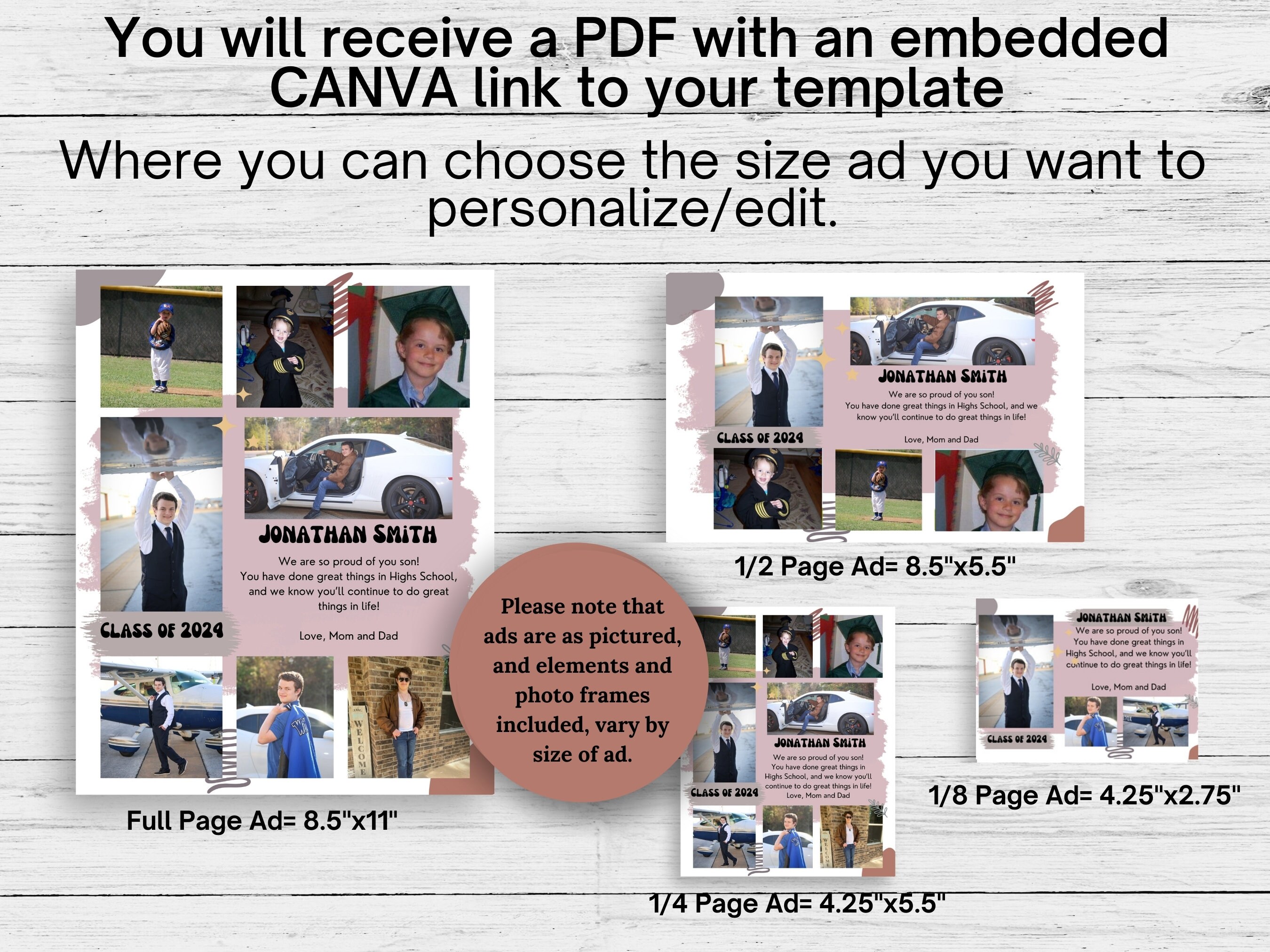 Senior Yearbook Ad Template Bundle, Full Page Yearbook Ad, Templates ...