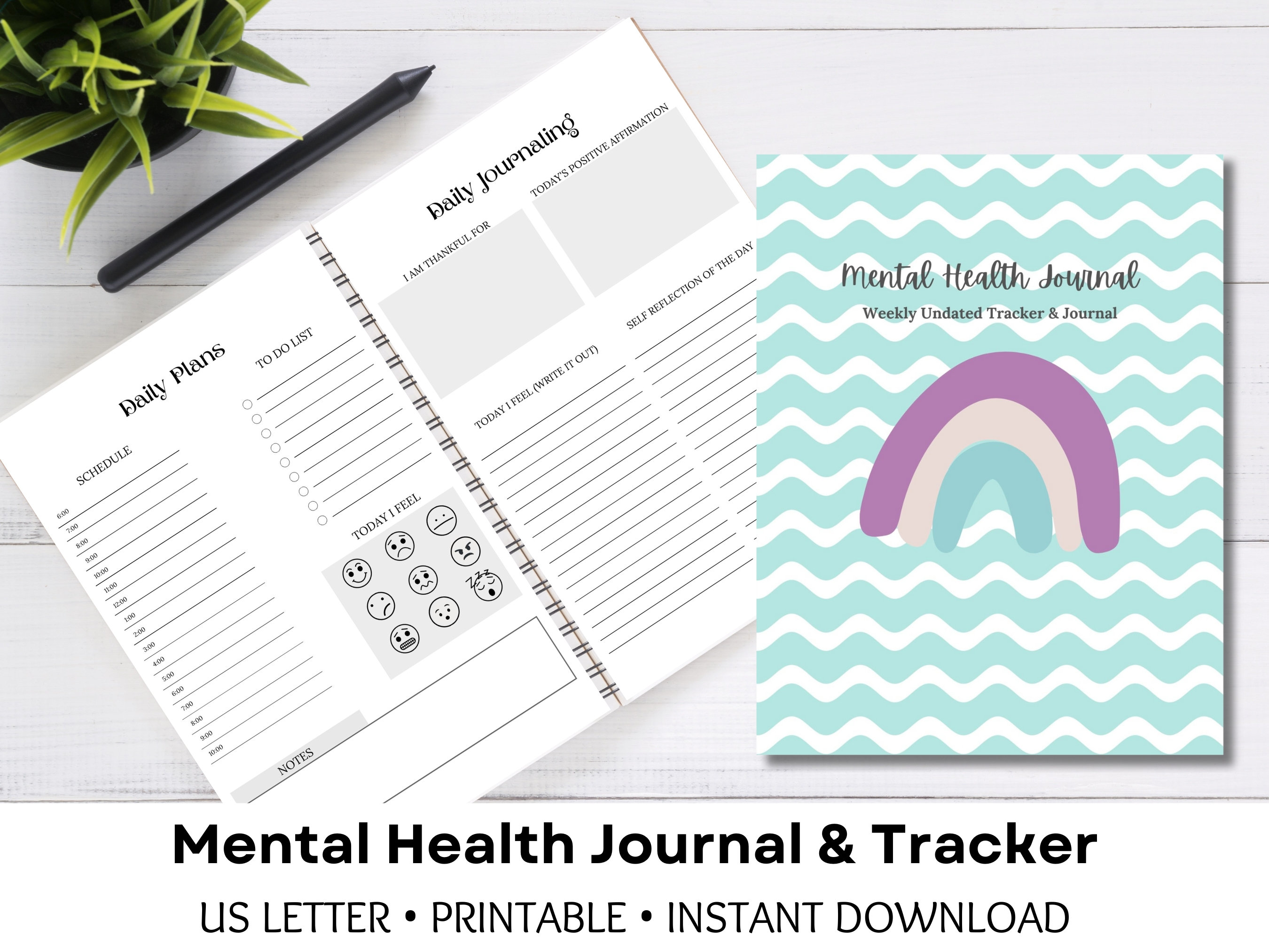 Mental Health Journal and Tracker, Undated Daily Tracker and Journal ...