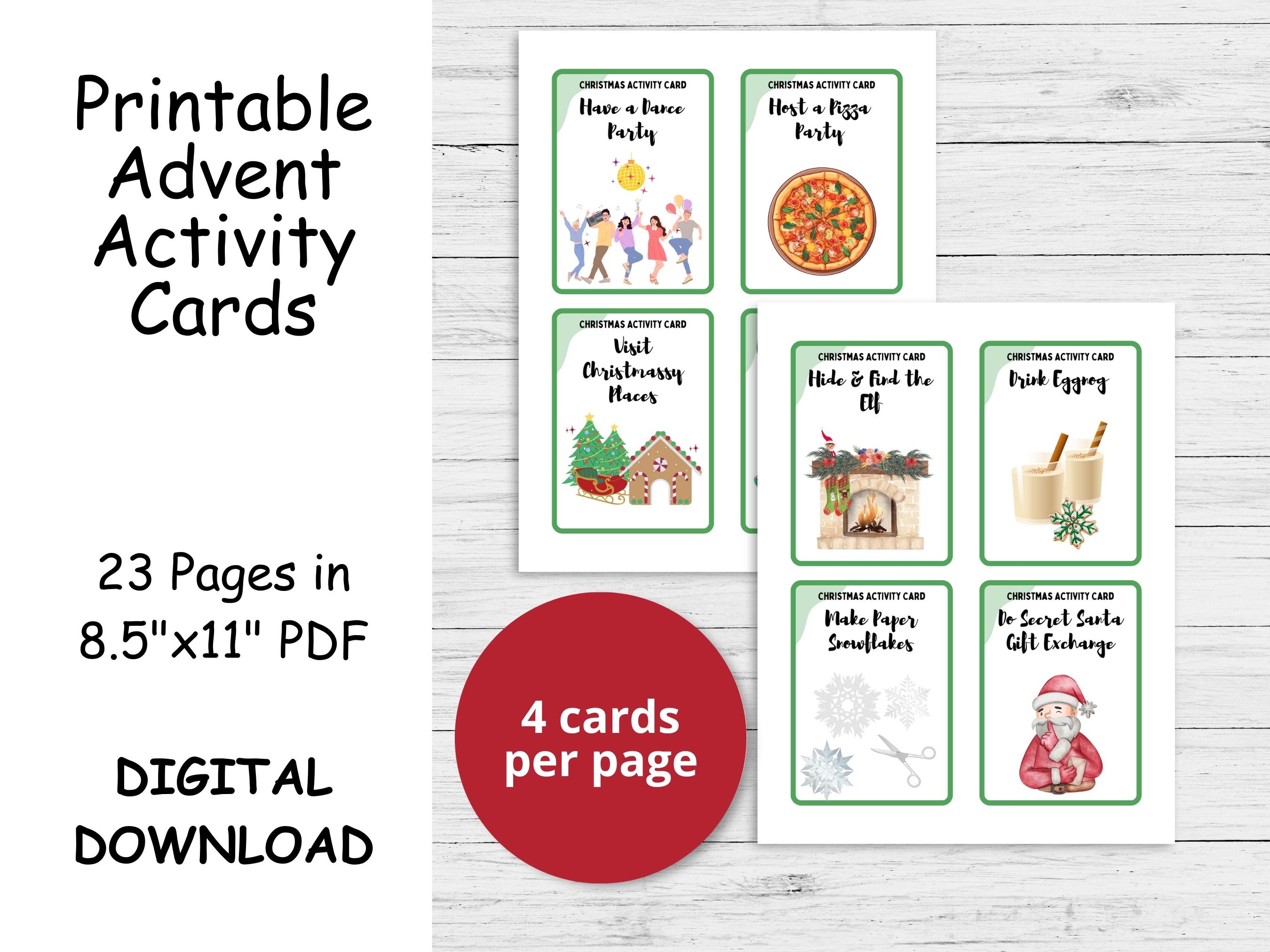 Printable Advent Activity Cards, Christmas Advent Cards, Printable ...