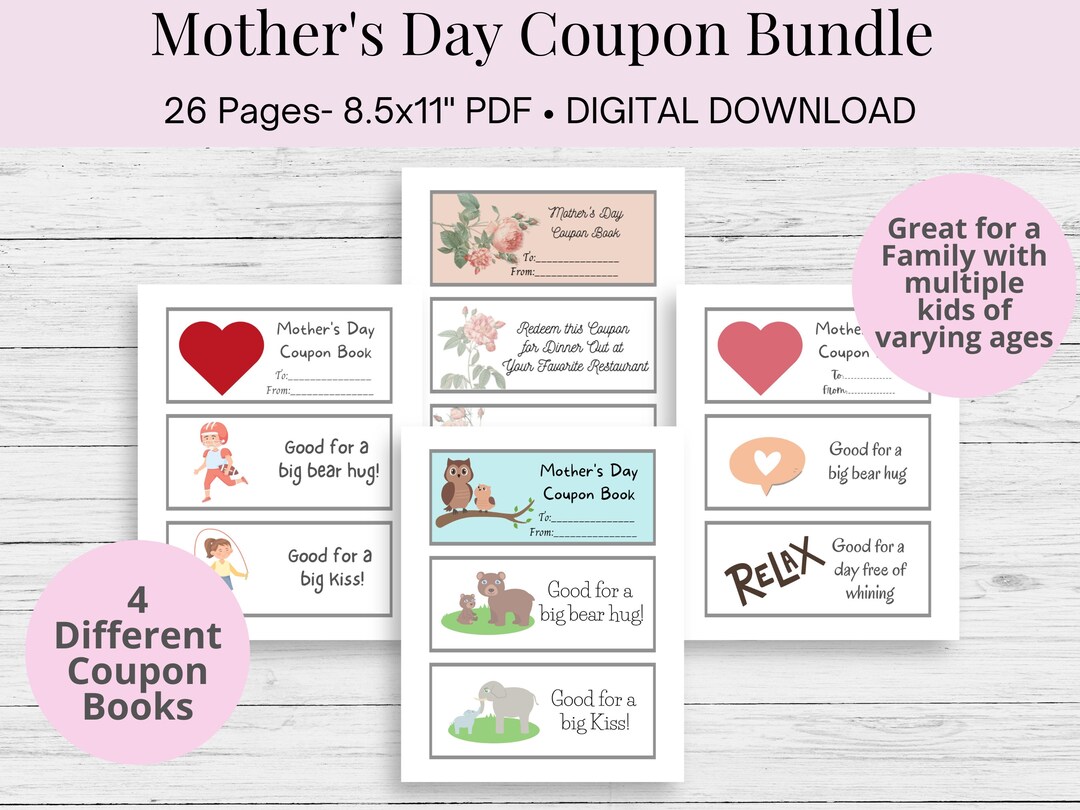 Mother's Day Coupon Bundle, Gift From Multiple Ages, Preschool Grade ...