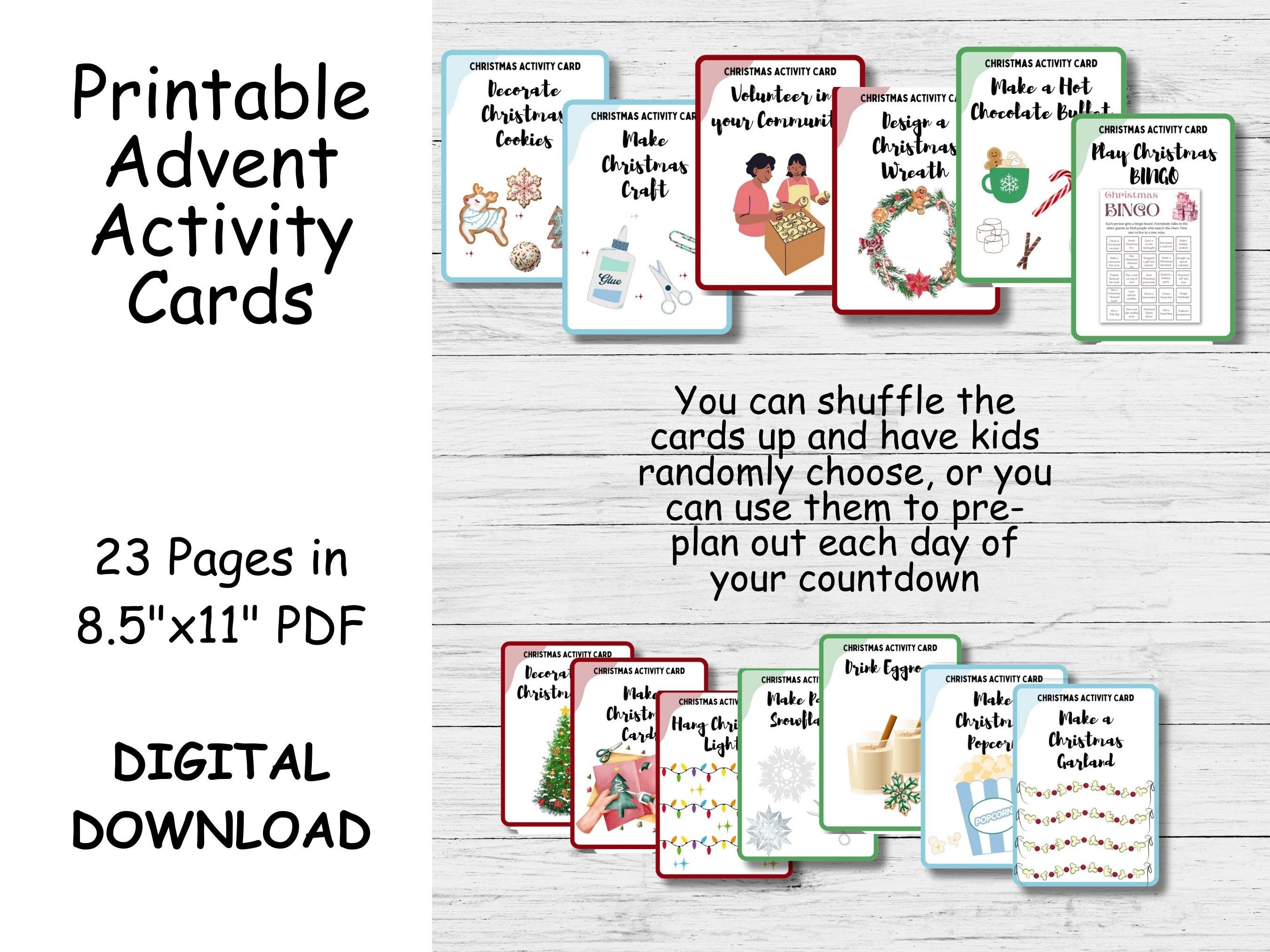 Printable Advent Activity Cards, Christmas Advent Cards, Printable ...