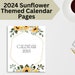 2024 Dated Calendar Pages, Sunflower Themed 2024 Calendar Pages ...