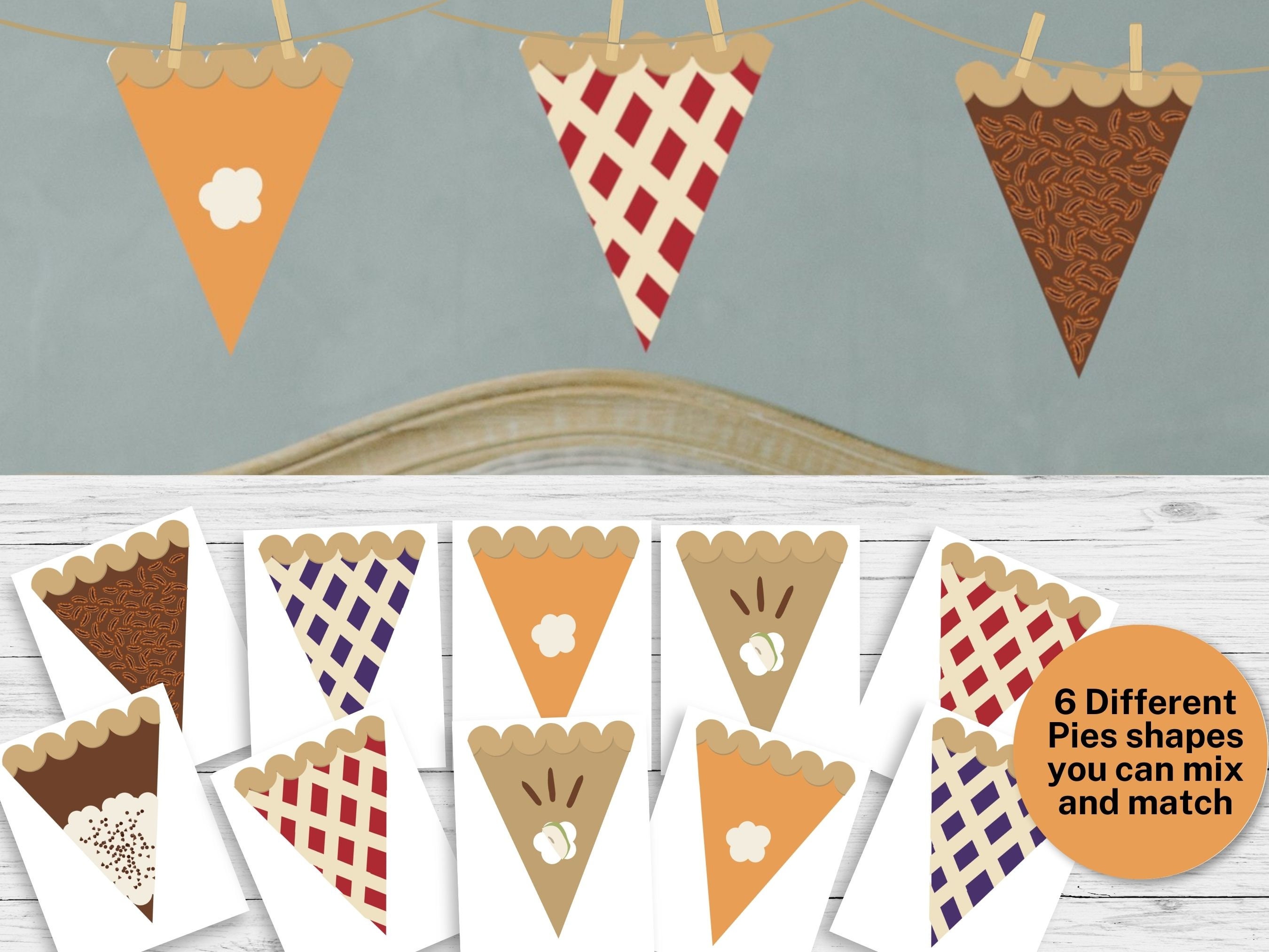 Pie Garland Printable, Thanksgiving Decoration, Thanksgiving Holiday ...
