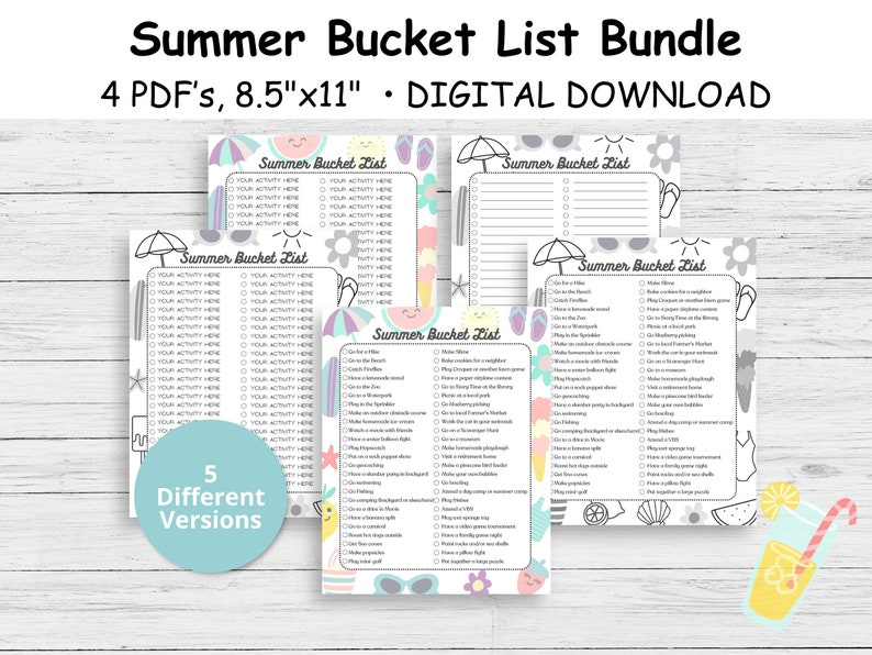 Summer Bucket List for Kids, Bucket List Printable, Summer Bucket List ...