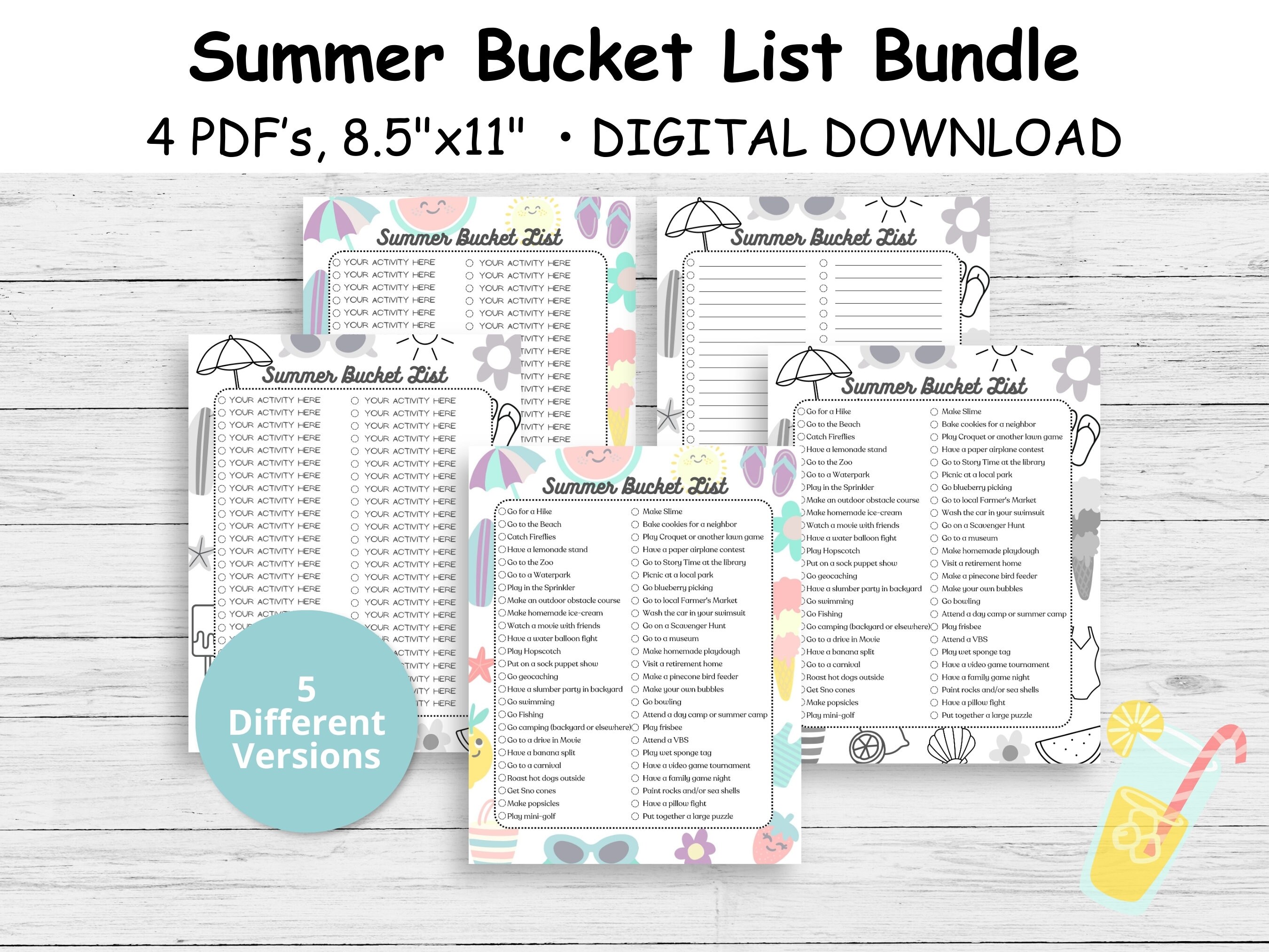 Summer Bucket List for Kids, Bucket List Printable, Summer Bucket List ...