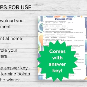 Pickleball Trivia Game, Printable Pickleball Game, Pickleball Activity ...