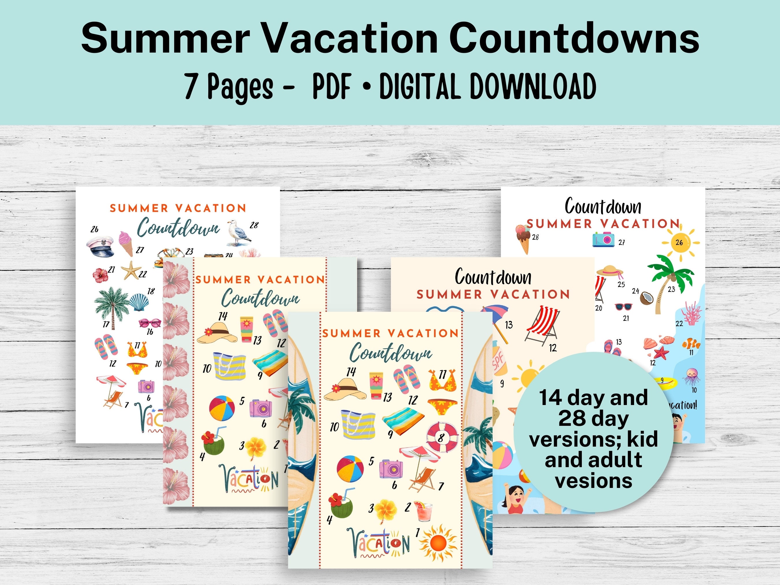 Summer Vacation Countdown, Printable Vacation Countdown, Kid's Summer ...