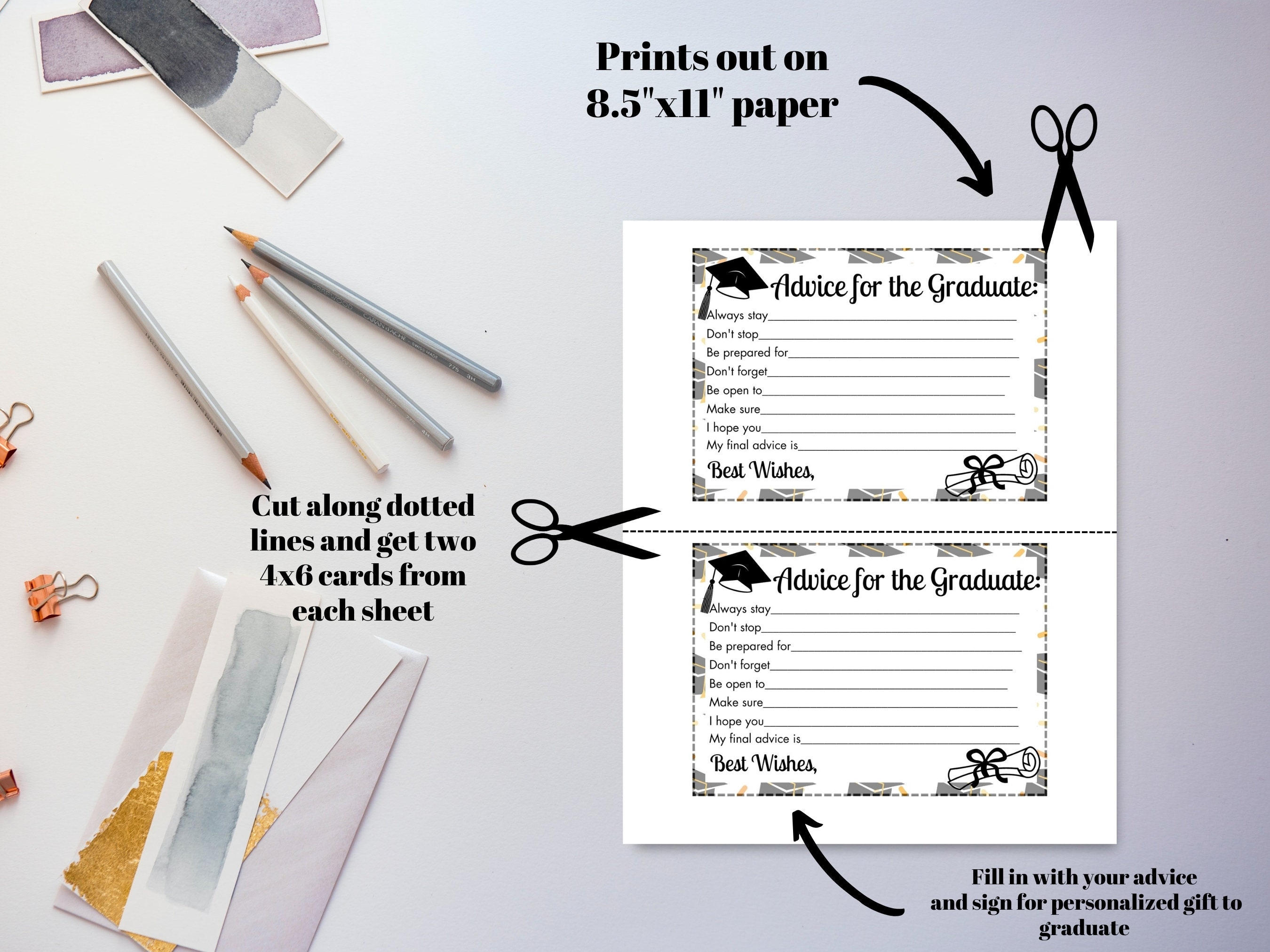 Graduation Advice Cards, Printable Party Gift, Graduation Party ...