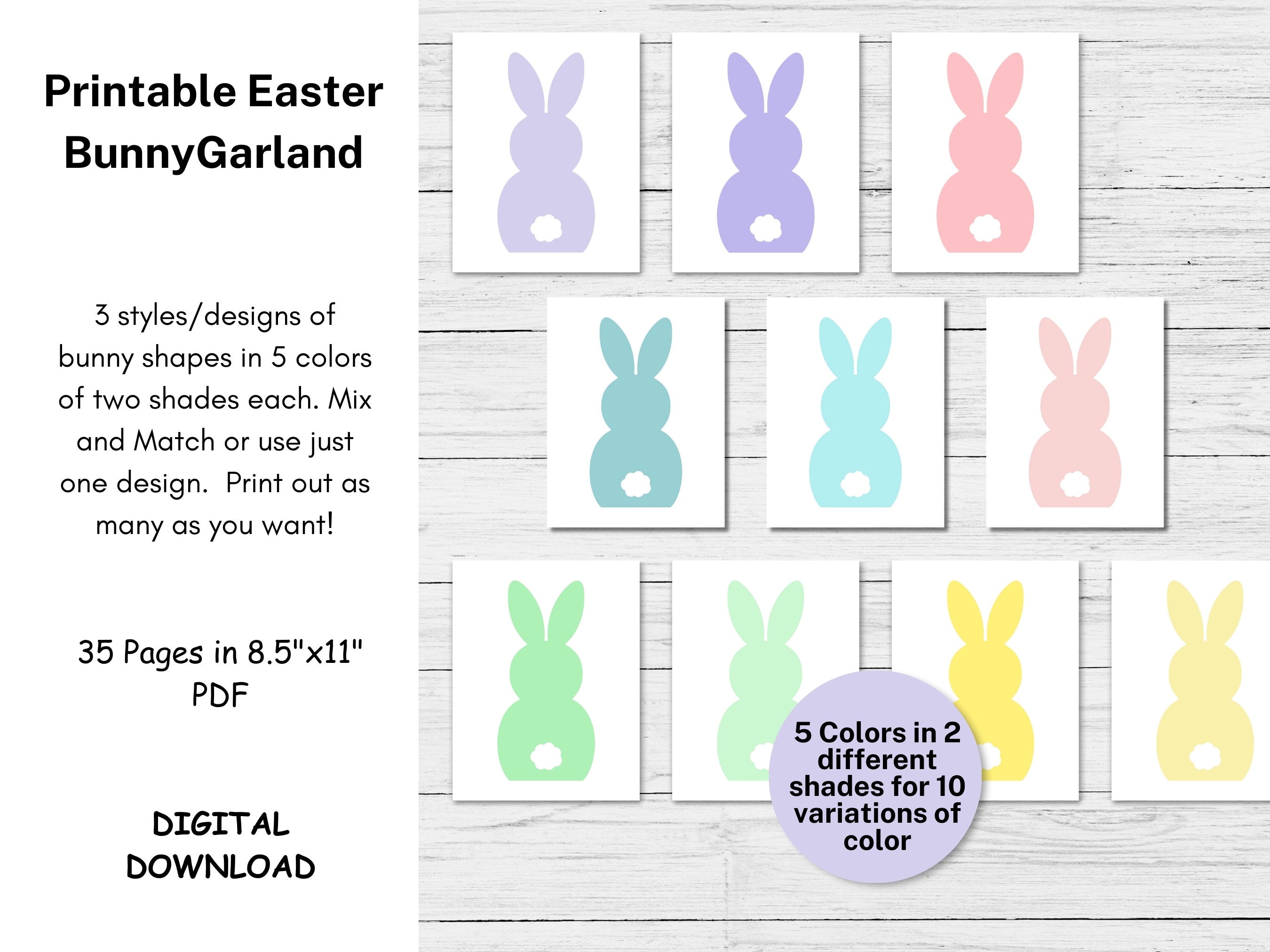 Bunny Garland Printable, Easter Decoration, Spring Holiday Decoration ...