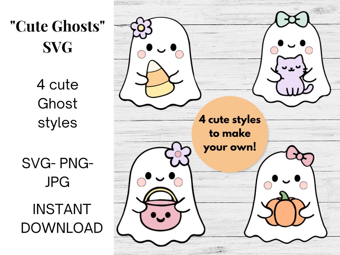 Cute Ghost SVG Cut Files, Cute Ghosts for Cutting Machine Crafts ...