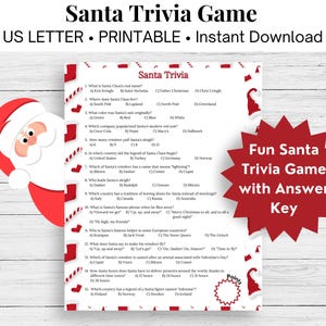 Santa Trivia Game, Christmas Trivia Game, Printable Christmas Game ...