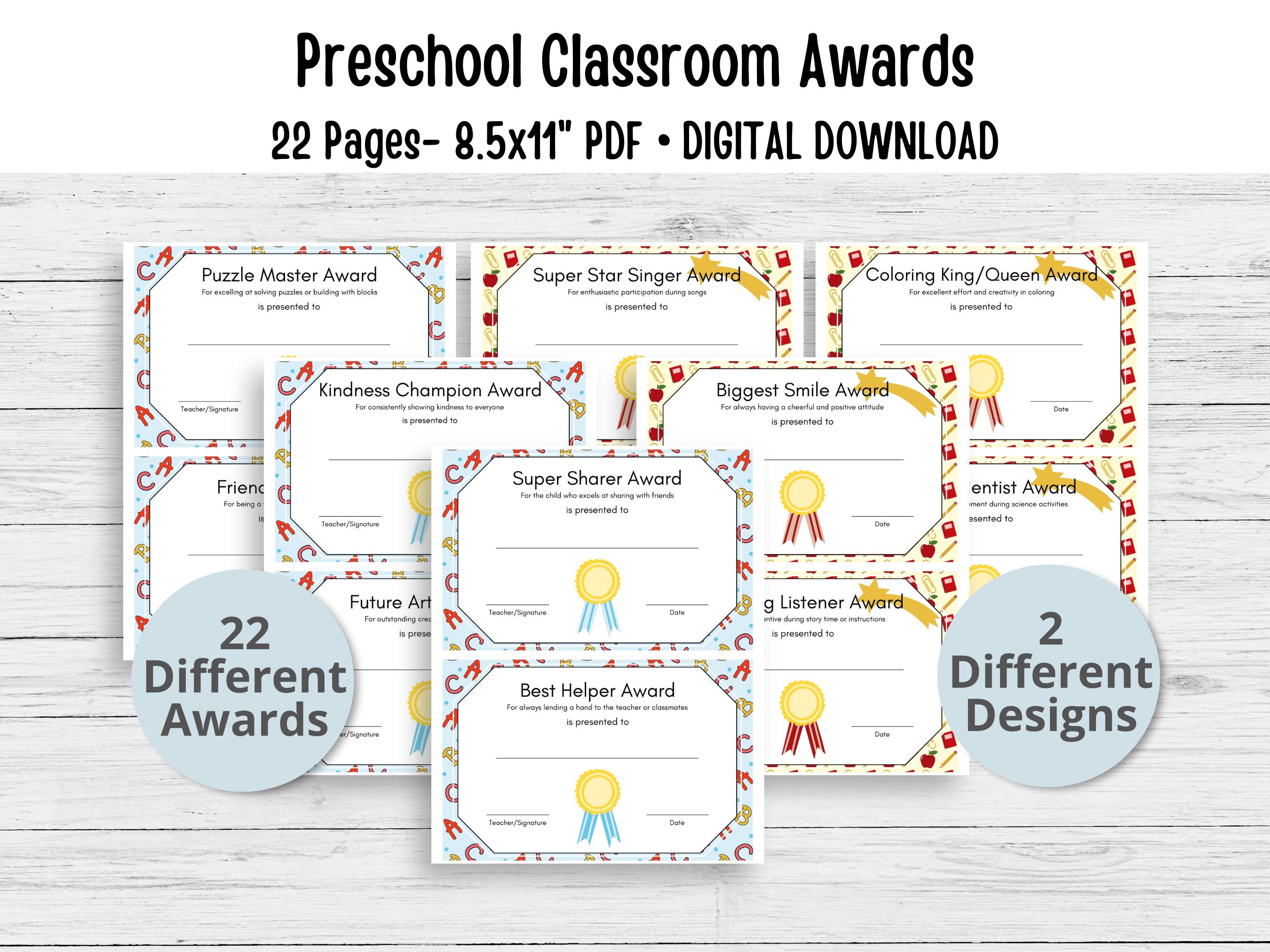 Preschool Classroom Awards, Classroom Awards Certificate, Preschool ...