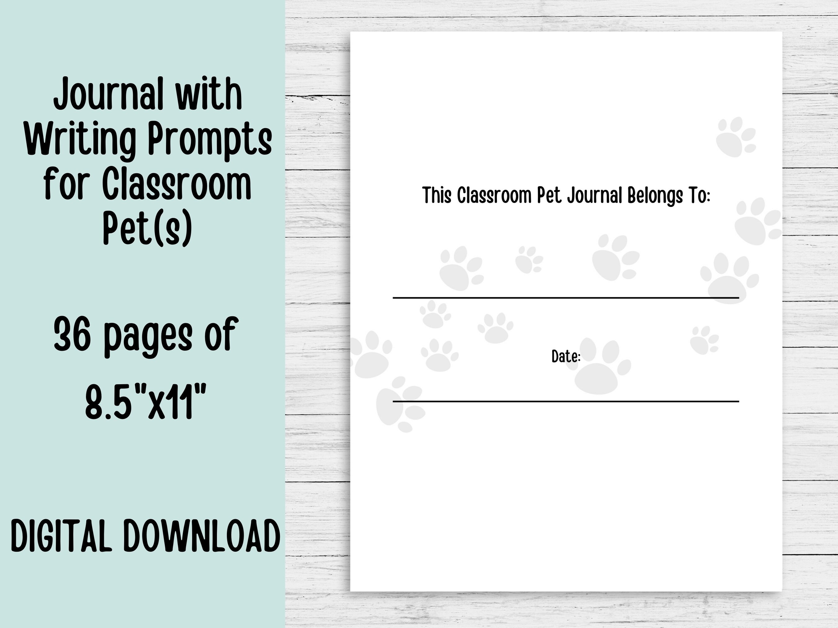 Classroom Pet Writing Prompt Journal, Class Pet Journal, Writing Prompt ...