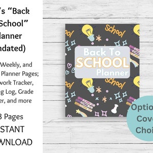 Kid's School Planner, Back to School Planner, Undated School Planner ...