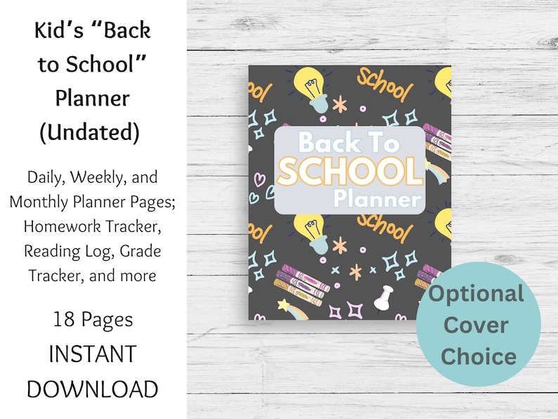 Kid's School Planner, Back to School Planner, Undated School Planner ...