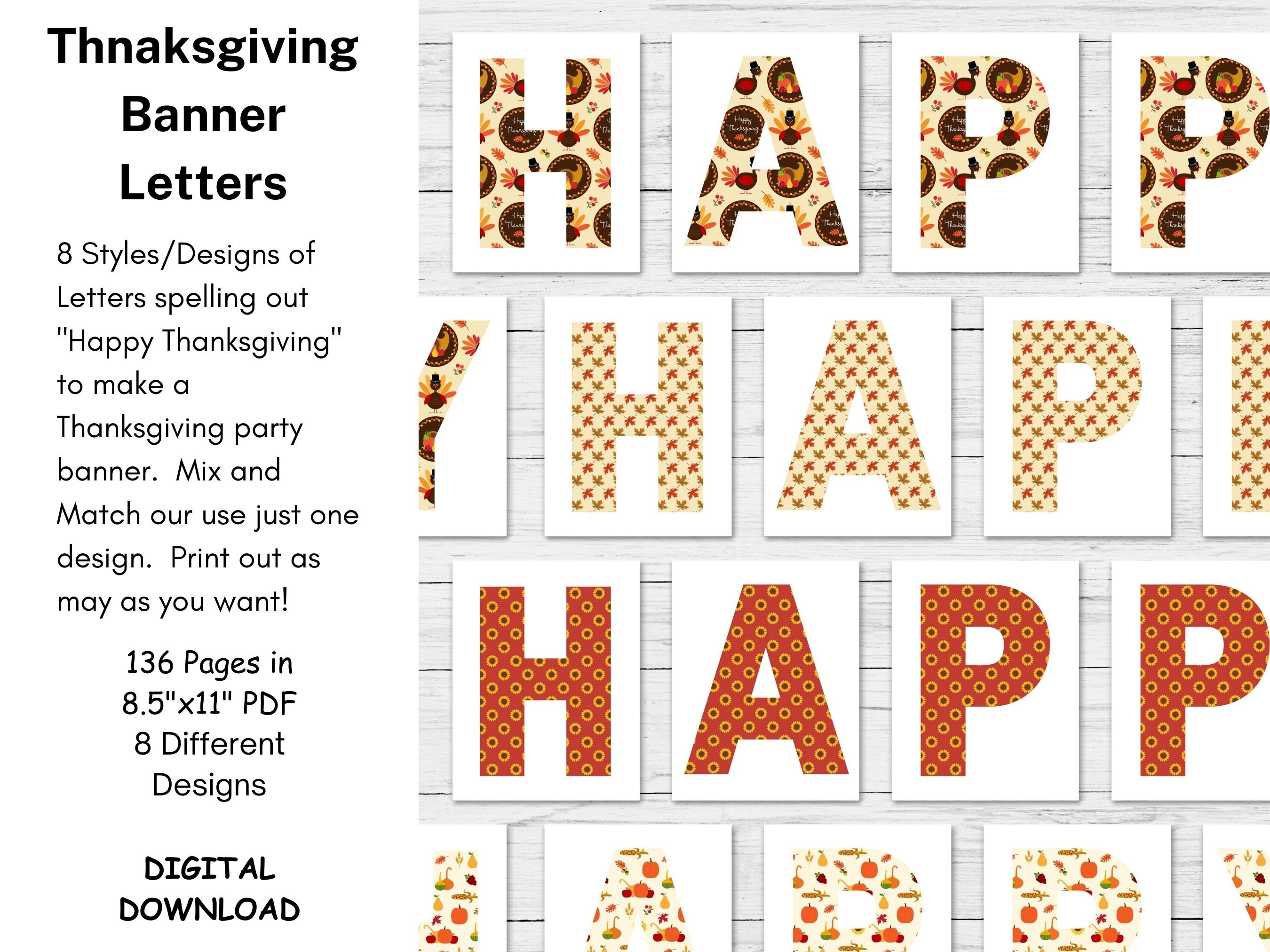 Thanksgiving Banner, Printable, Thanksgiving Decoration, Thanksgiving ...