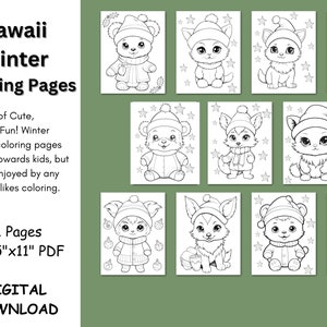 Kawaii Winter Coloring Pages for Kids, Printable Coloring Pages, Kids ...
