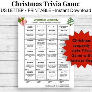 Christmas Trivia Game, Christmas Jeopardy Game, Activity for Adults ...