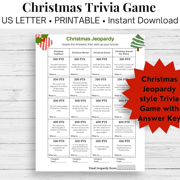 Christmas Jeopardy Game - Etsy