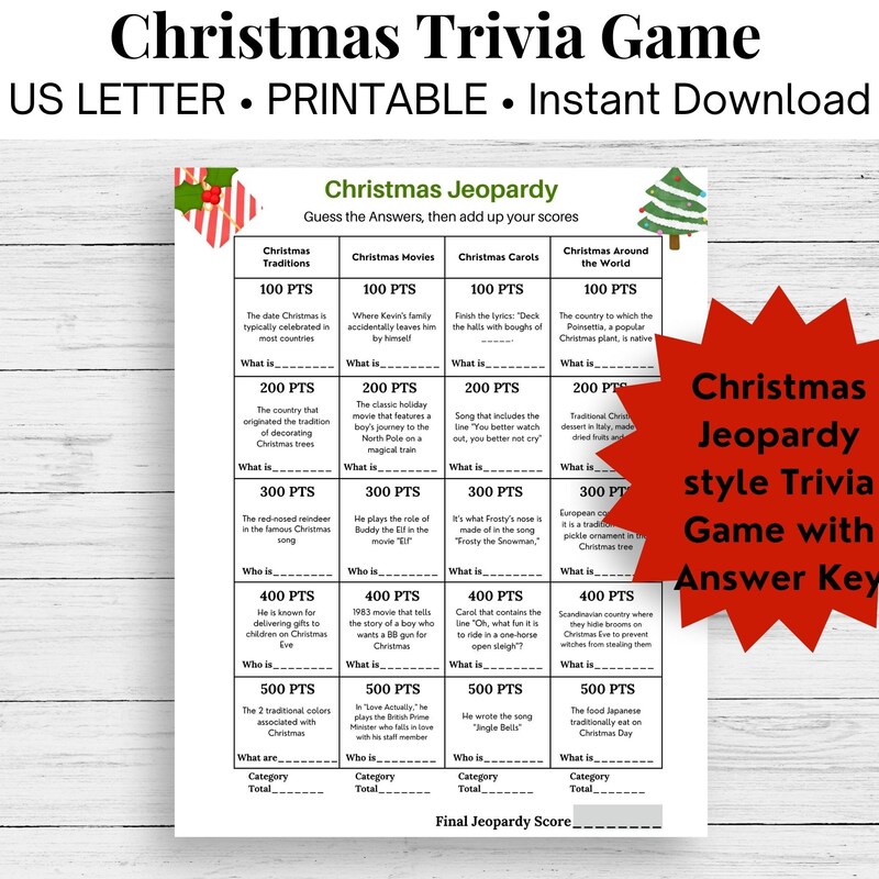 Jeopardy Christmas Game - Etsy