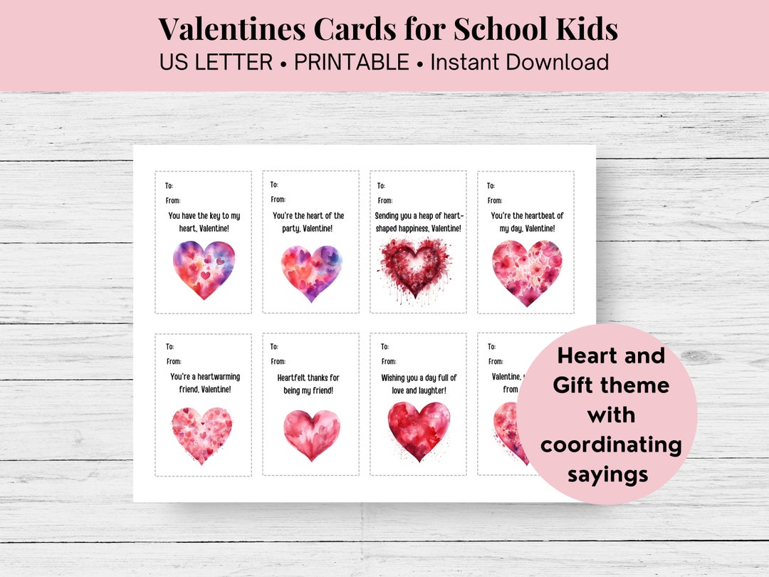 Kids Valentines Cards, Valentine Cards for School, Heart and Gift ...