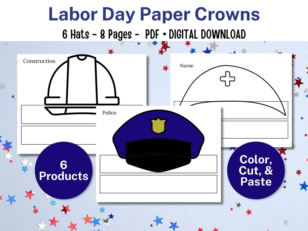 Labor Day Craft for Kids, Labor Day Printable Activity, Paper Crowns ...